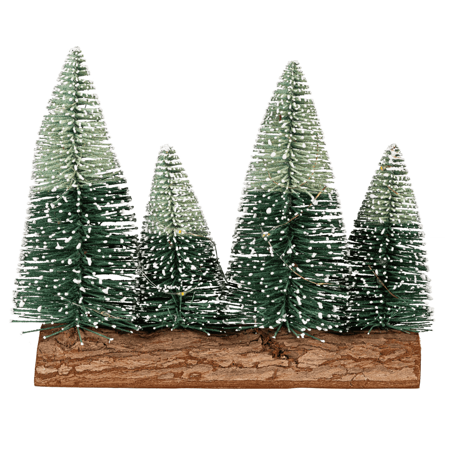 > LED Bottle Brush Trees on Log - The Garden Mill