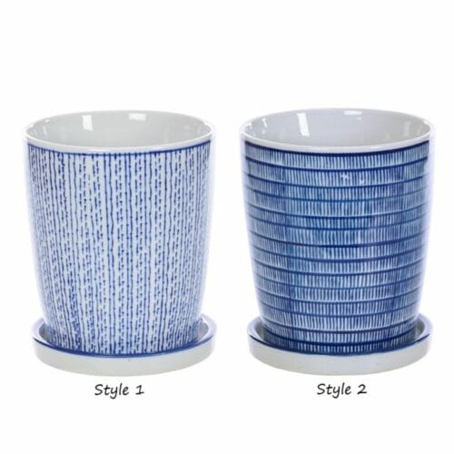 Ceramic Planters, Planters & Pottery > Tall Blue and White Planter ...